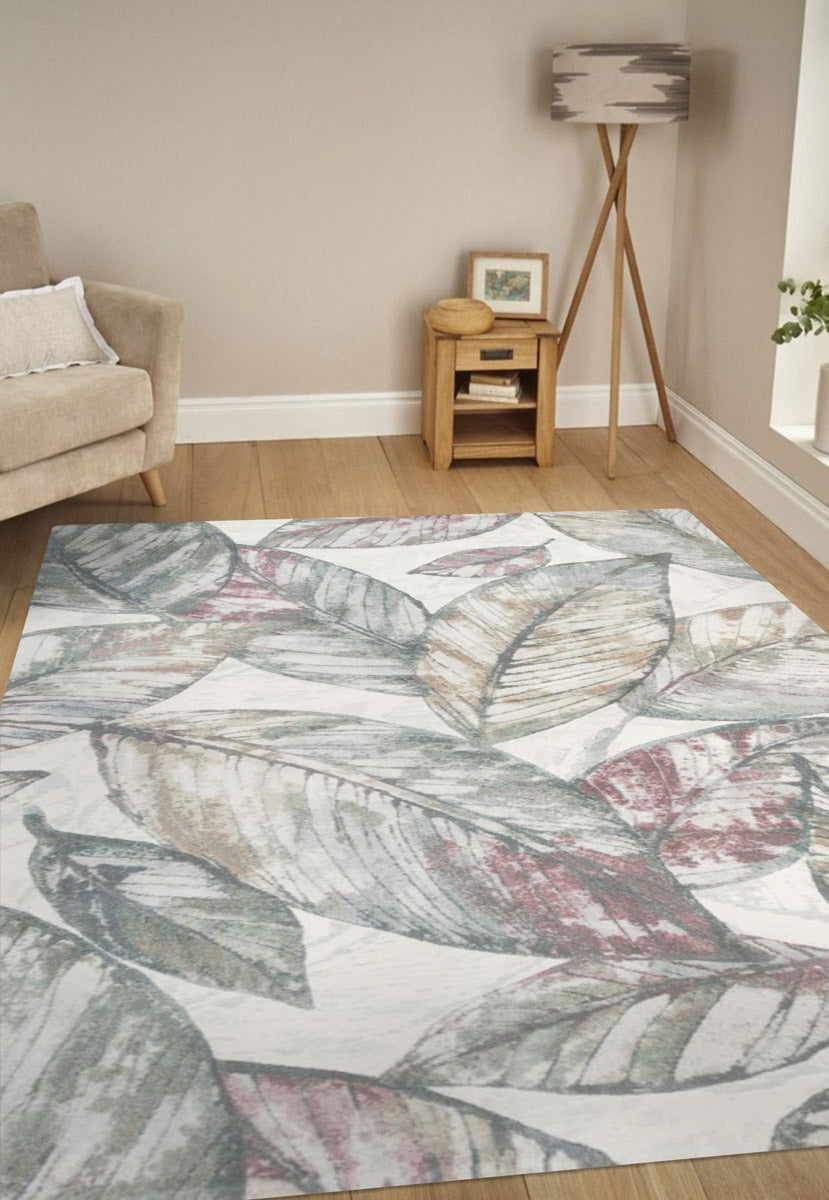 Multi Coloured Leaf Design Argentum Rug — Rugs Direct