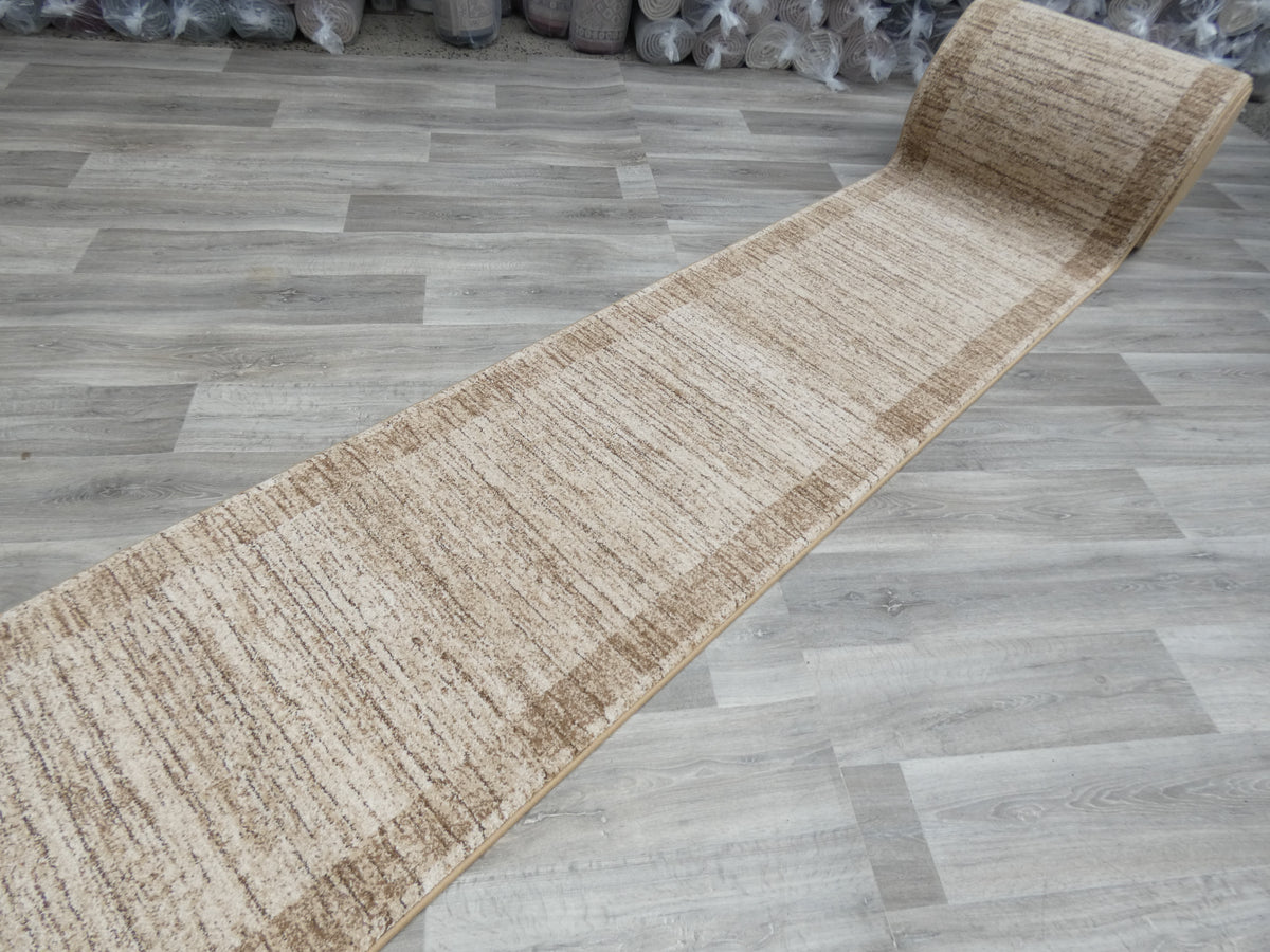 Border Design Hallway Runner Beige Colour Size: 67cm x Cut to Order ...