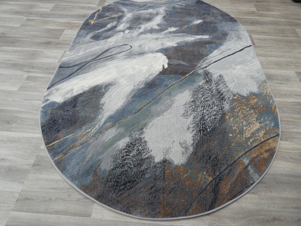 Contemporary Design Oval Argentum Rug — Rugs Direct