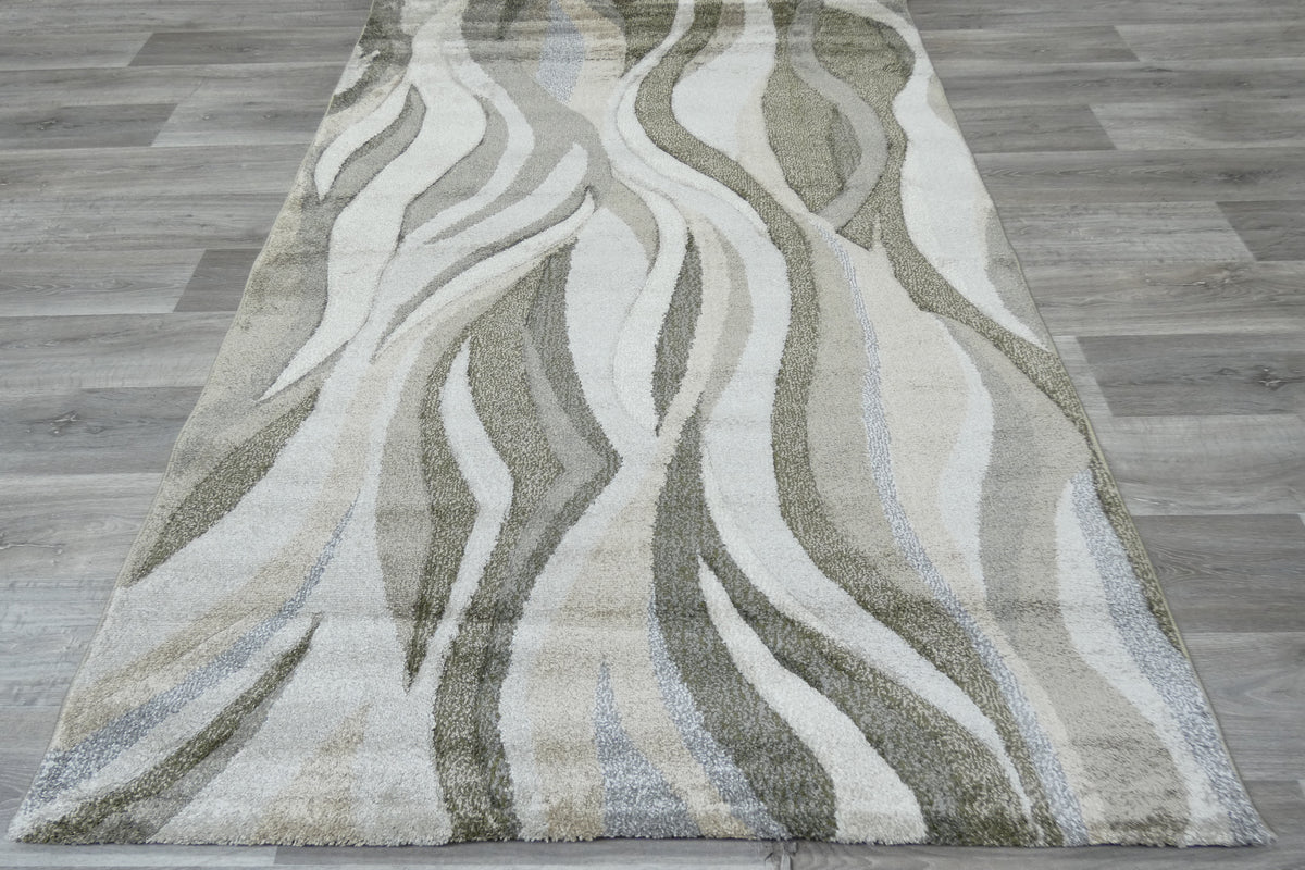 Kimya Collection Flowing Abstract Rug in Earthy Green and Beige – Orga ...