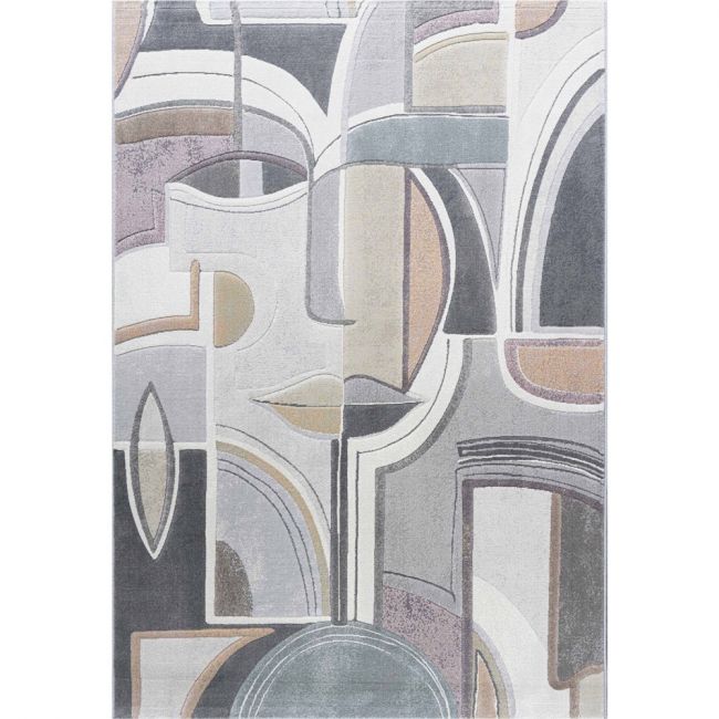 Galleria Modern Abstract Face Design Argentum Rug — Rugs Direct