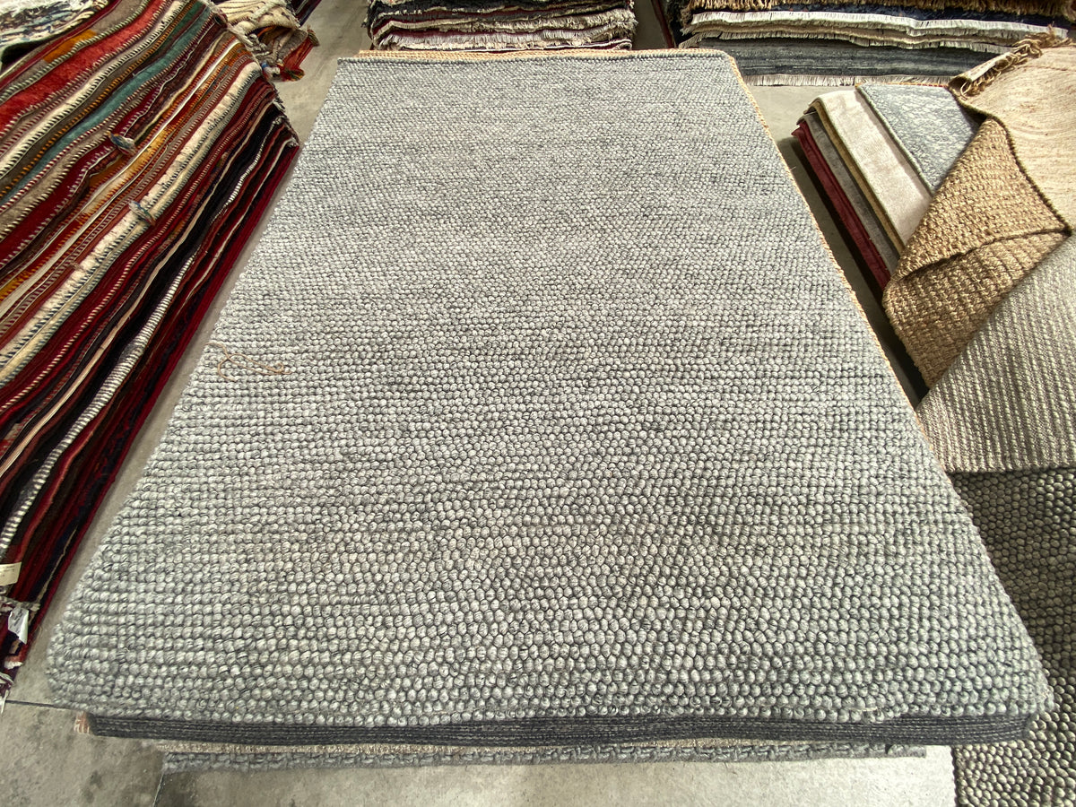 100% Wool Chunky Loop Pile Grey Colour Rug — Rugs Direct