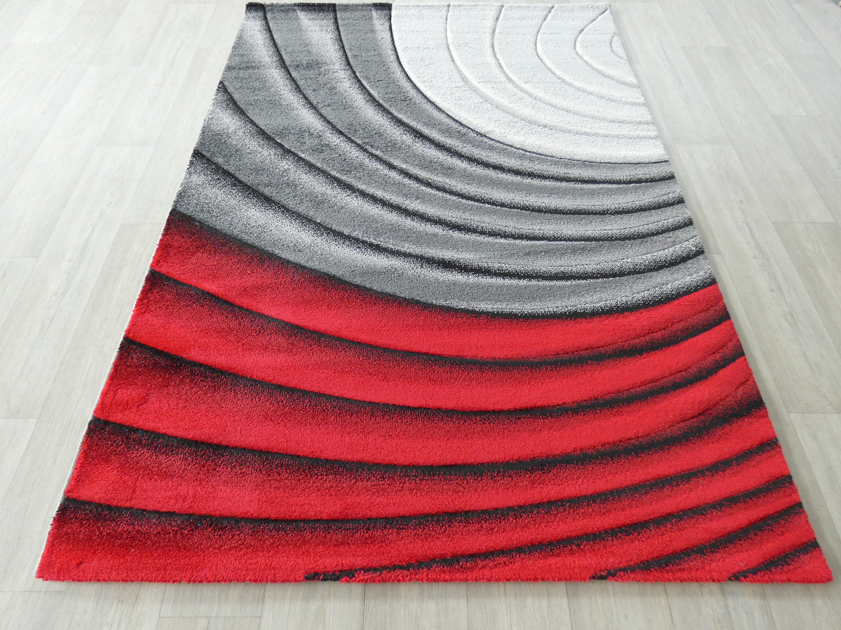 Swirl Abstract Style Aroha Rug in Red/ Grey/ White — Rugs Direct