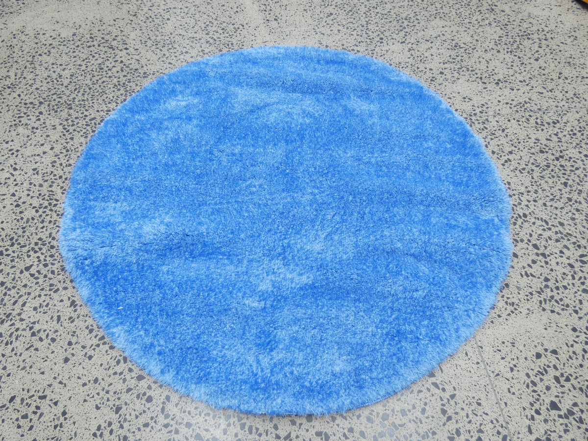 Dream Shaggy Blue Colour Turkish Round Rug — Rugs Direct